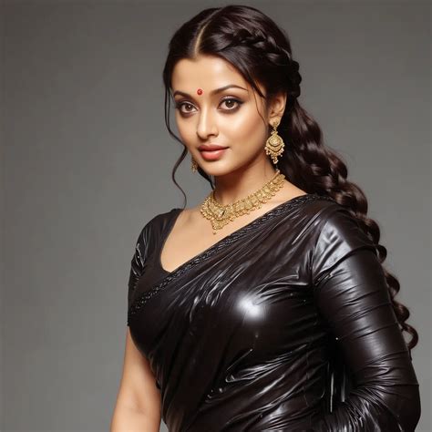 Aishwarya Rai In Latex Saree With Thick Long Braided Hairstyle Stable