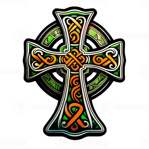 Celtic Cross With Cartoon Style Ornament Sticker 18874000 Png