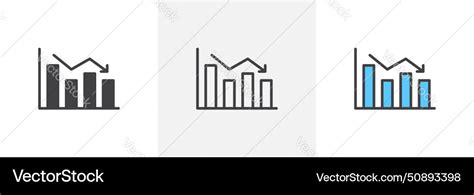 Reduction Chart Icon Set Downward Graph Symbol Vector Image