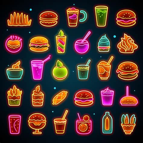 Premium Photo Neon Icons Generated By Ai