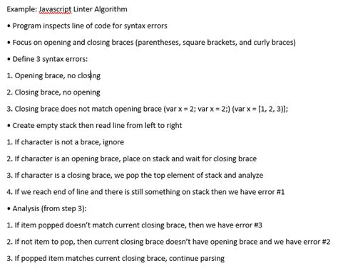 Solved Example Javascript Linter Algorithm • Program