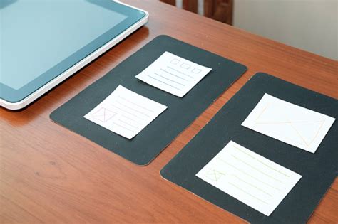 사용자 경험 작업 영역입니다 타블렛 레이아웃 Ux 디자이너 책상입니다 모바일 응용 프로그램을 계획 하는 Ui입니다 개발에 대한