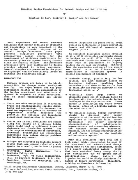 Pdf Modeling Bridge Foundations For Seismic Design And Retrofitting