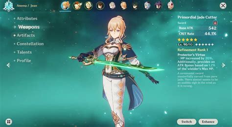 Primordial Jade Cutter In Genshin Impact Suitable Characters Stats And More