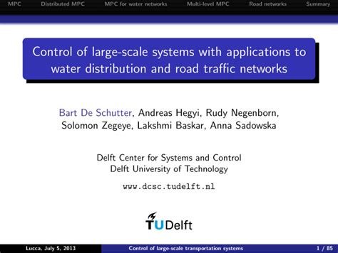 [ppt] control of large scale systems with applications to water