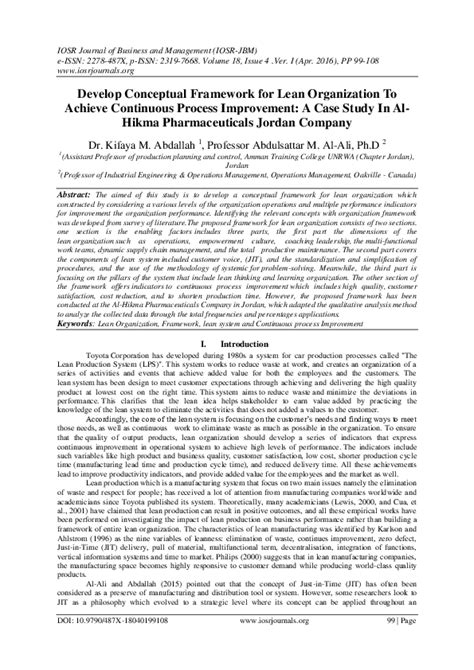 Pdf Develop Conceptual Framework For Lean Organization To Achieve