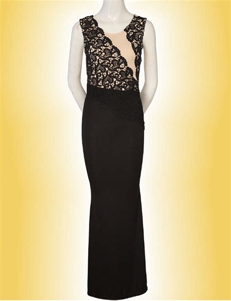 Women Patchwork Lace Sleeveless Evening Dress On Luulla