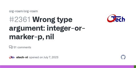 Wrong Type Argument Integer Or Marker P Nil · Issue 2361 · Org Roam