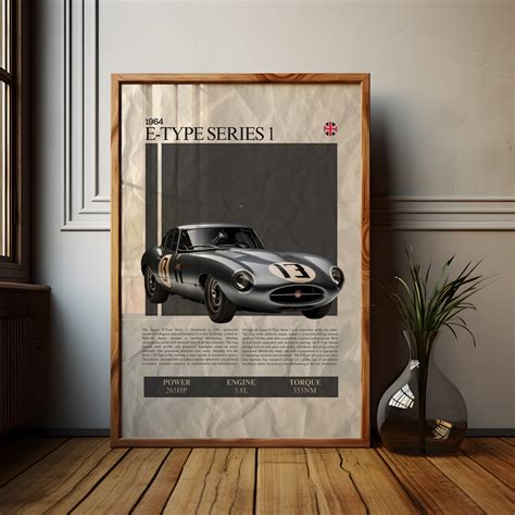 Jaguar E Type Poster Super Car Poster Art Print Poster Wall Decor Car T T Print T