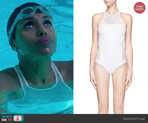 Wornontv Olivias White Mesh Inset Swimsuit On Scandal Kerry