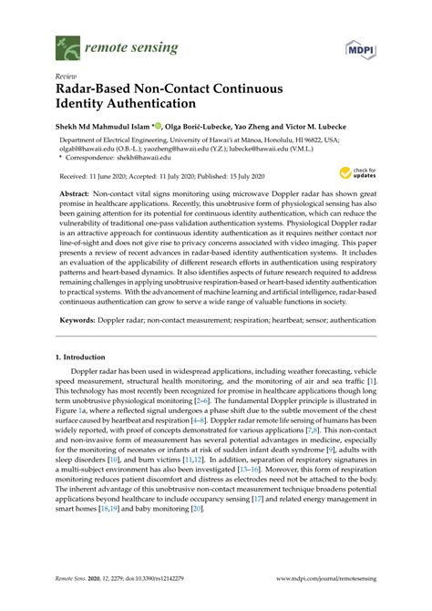 pdf radar based non contact continuous identity authentication