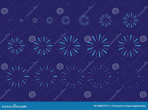 Fireworks Blue Minimal Design Animation Motion Sequence Frame Vector 348047216