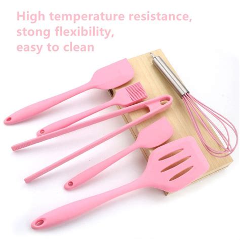 Pink Silicone Cookware Sets 6 Pieces Egg Beater Sp Vicedeal