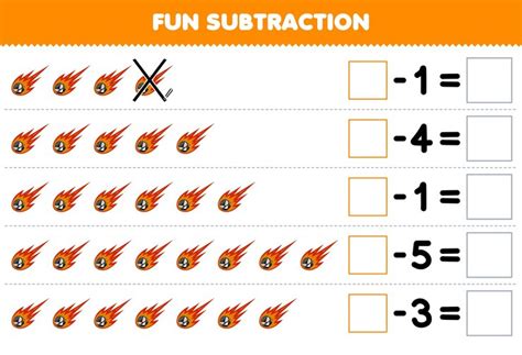 Образовательная игра для детей веселое вычитание считая милые мультяшные кометы в каждом ряду