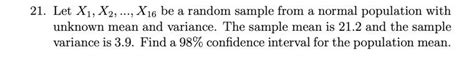solved 21 let x1 x2 … x16 be a random sample from a normal