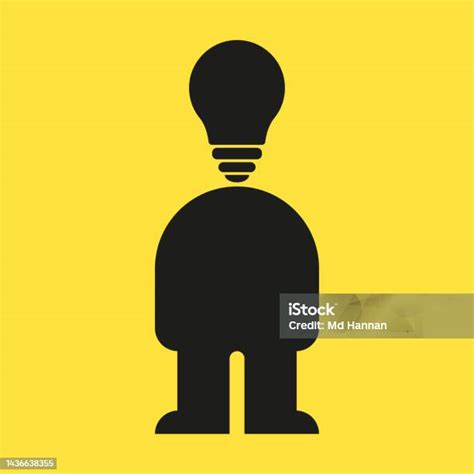 인간의 몸과 전구 기호 벡터 템플릿을 가진 인간 전구 로고 디자인 개념 개념에 대한 스톡 벡터 아트 및 기타 이미지 개념