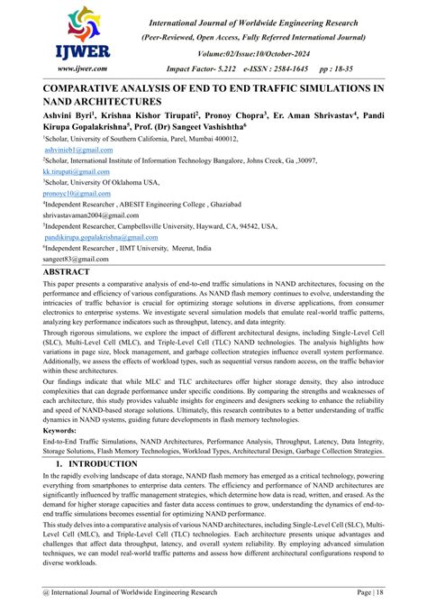 Pdf Comparative Analysis Of End To End Traffic Simulations In Nand Architectures
