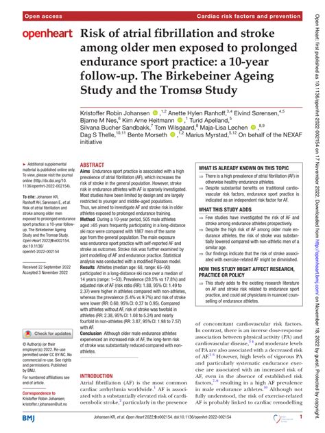 Pdf Risk Of Atrial Fibrillation And Stroke Among Older Men Exposed To Prolonged Endurance
