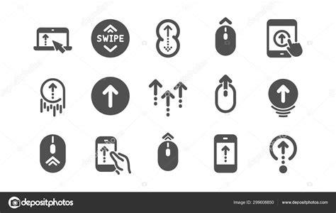 Swipe Up Icons Scrolling Mouse Landing Page Swipe Signs Classic Set