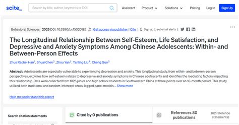 The Longitudinal Relationship Between Self Esteem Life Satisfaction And Depressive And Anxiety