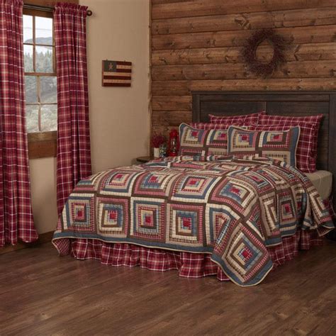 Braxton Collection Traditional Log Cabin Quilt And Matching Curtains