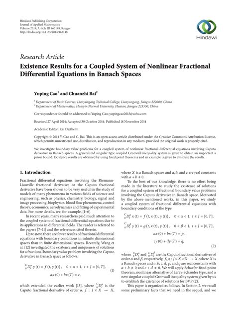 Pdf Existence Results For A Coupled System Of Nonlinear Fractional