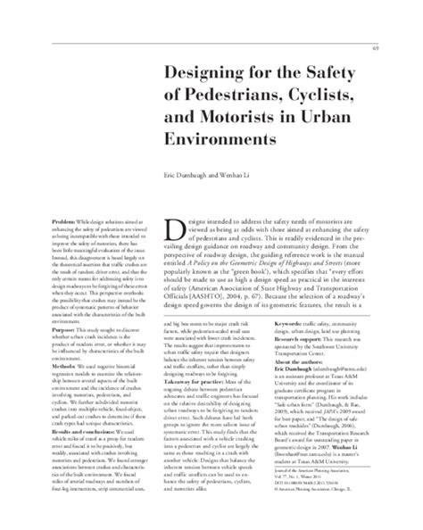 Pdf Designing For The Safety Of Pedestrians Cyclists And Motorists In Urban Environments