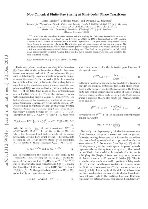 Pdf Nonstandard Finite Size Scaling At First Order Phase Transitions