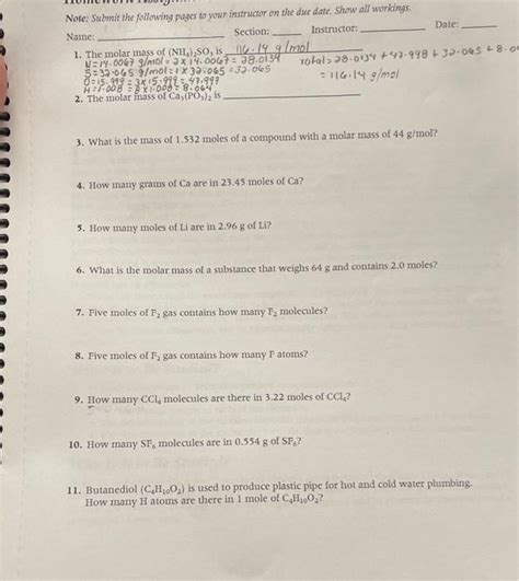 solved note submit the following pages to your instructor