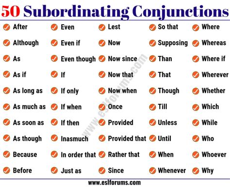 Important Subordinating Conjunctions In English Grammar Esl Forums