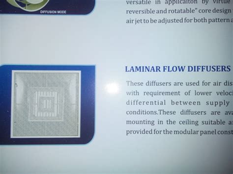 Laminar Flow Diffuser Usage Transformer And Switchgears At Best Price In Noida Sm Industrial