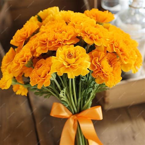 Premium Photo Vibrant Marigold Bouquets
