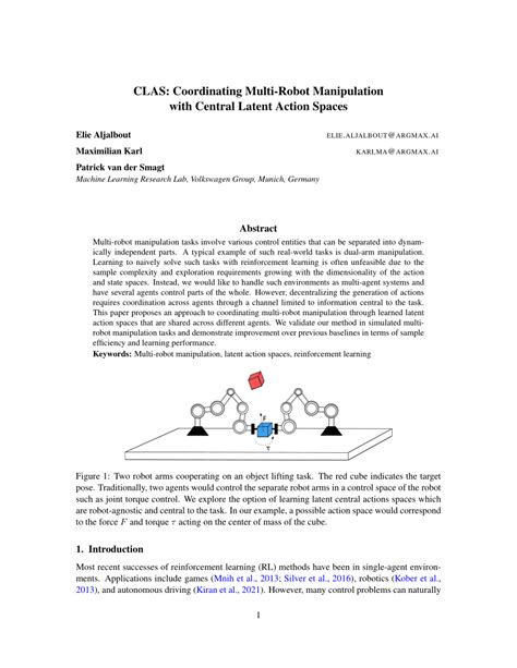 pdf clas coordinating multi robot manipulation with central latent action spaces