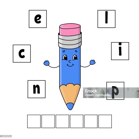 단어 퍼즐 교육 개발 워크 시트 아이들을위한 게임을 학습 활동 페이지 아이들을위한 퍼즐 유치원 수수께끼 귀여운 만화 스타일의