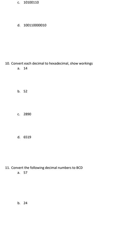 Solved 6 Convert Each Decimal Number To Binary Using