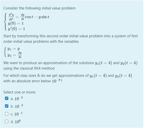 Solved Dy Dt Dt Consider The Following Initial Value