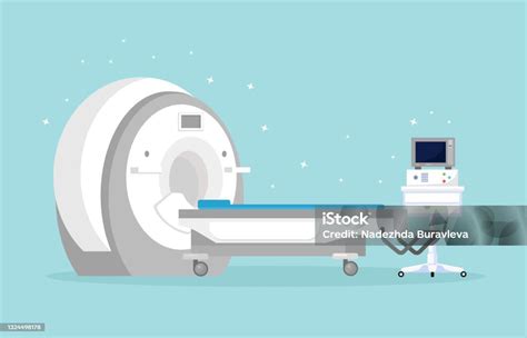 자기 공명 이미징 기술 단층 촬영 방사선학 종양학 질환 뇌 진단검사를위한 엑스레이 기계 컴퓨터와 Mri 기계 벡터 만화 디자인 Mri 스캐너에 대한 스톡 벡터 아트 및 기타