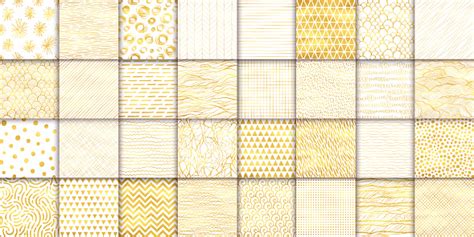 추상 손으로 그린 기하학적 간단한 미니멀 리즘 원활한 패턴 세트 밝은 럭셔리 황금 배경 컬렉션입니다 물방울 무늬 줄무늬 파도