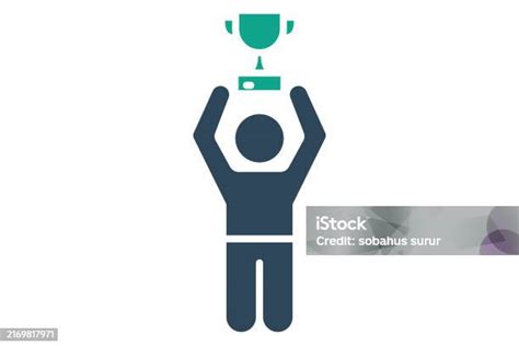 성공 아이콘입니다 단색 아이콘 스타일입니다 트로피를 들어 올리는 사람들 Swot와 관련된 아이콘입니다 비즈니스 요소 벡터 일러스트 레이 션 Swot 분석에 대한 스톡 벡터