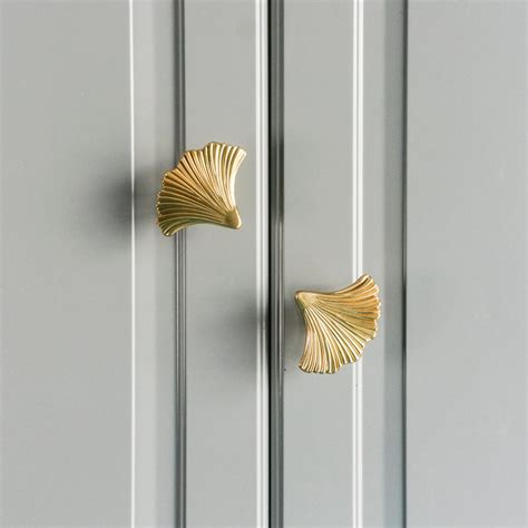 Brass Ginkgo Knobs Ginkgo Drawer Pulls Wardrobe Knob Etsy