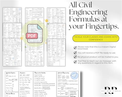 Engineering Formula Sheet Formulae Engineering Formula