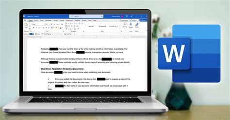 how to redact content in word
