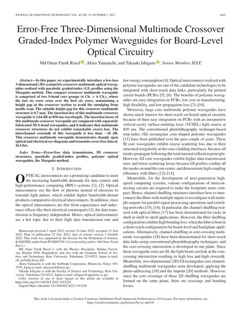 Pdf Error Free Three Dimensional Multimode Crossover Graded Index