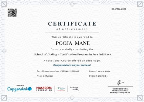 Pooja Mane On Linkedin Completed Java Fullstack Certification
