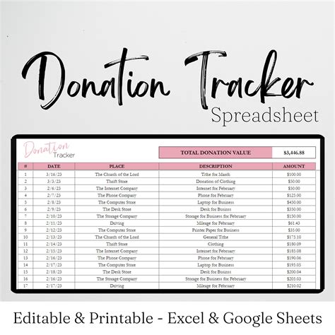 Donor List Template Donation Log Book Donation Log Book