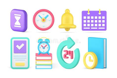Countdown Agenda Timing Management Success Organization Set 3d Icon