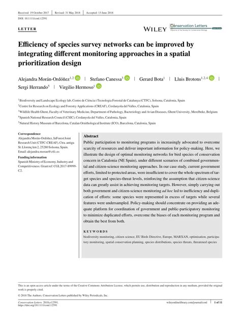 Pdf Efficiency Of Species Survey Networks Can Be Improved By