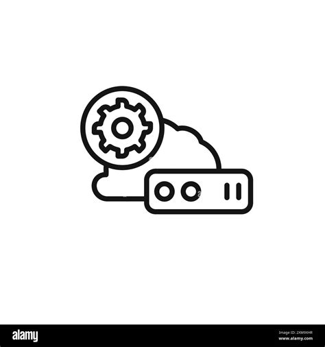 Cloud Data Settings Icon Outline Collection Or Set In Black And White Outline Stock Vector Image