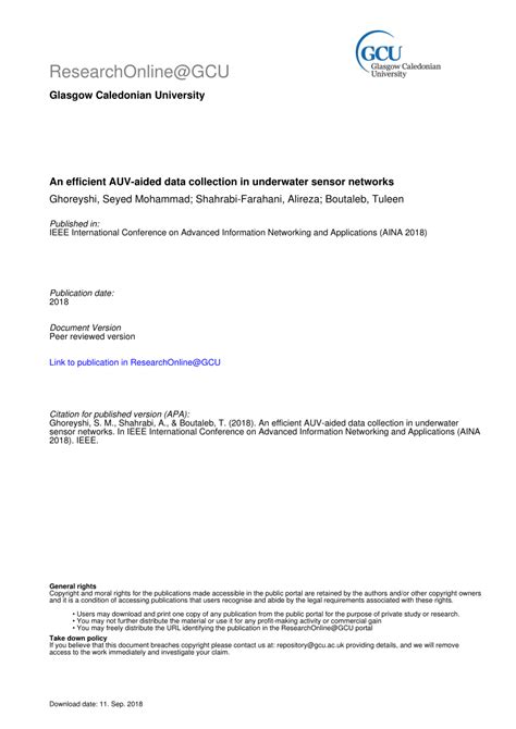 Pdf An Efficient Auv Aided Data Collection In Underwater Sensor Networks