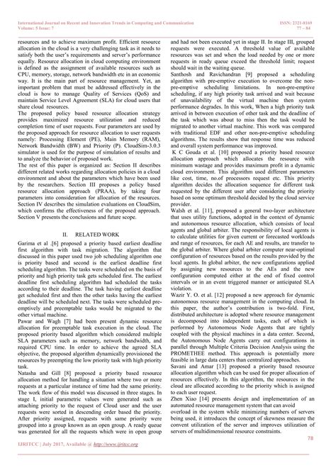 Optimum Resource Allocation Using Specification Matching And Priority Based Method In Cloud Pdf